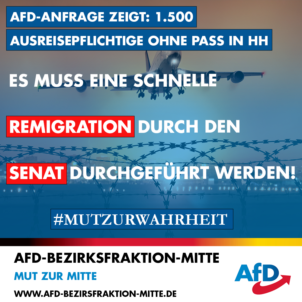 AfD-Anfrage zeigt: 1.500 Ausreisepflichtige ohne Pass in HH | AfD ...